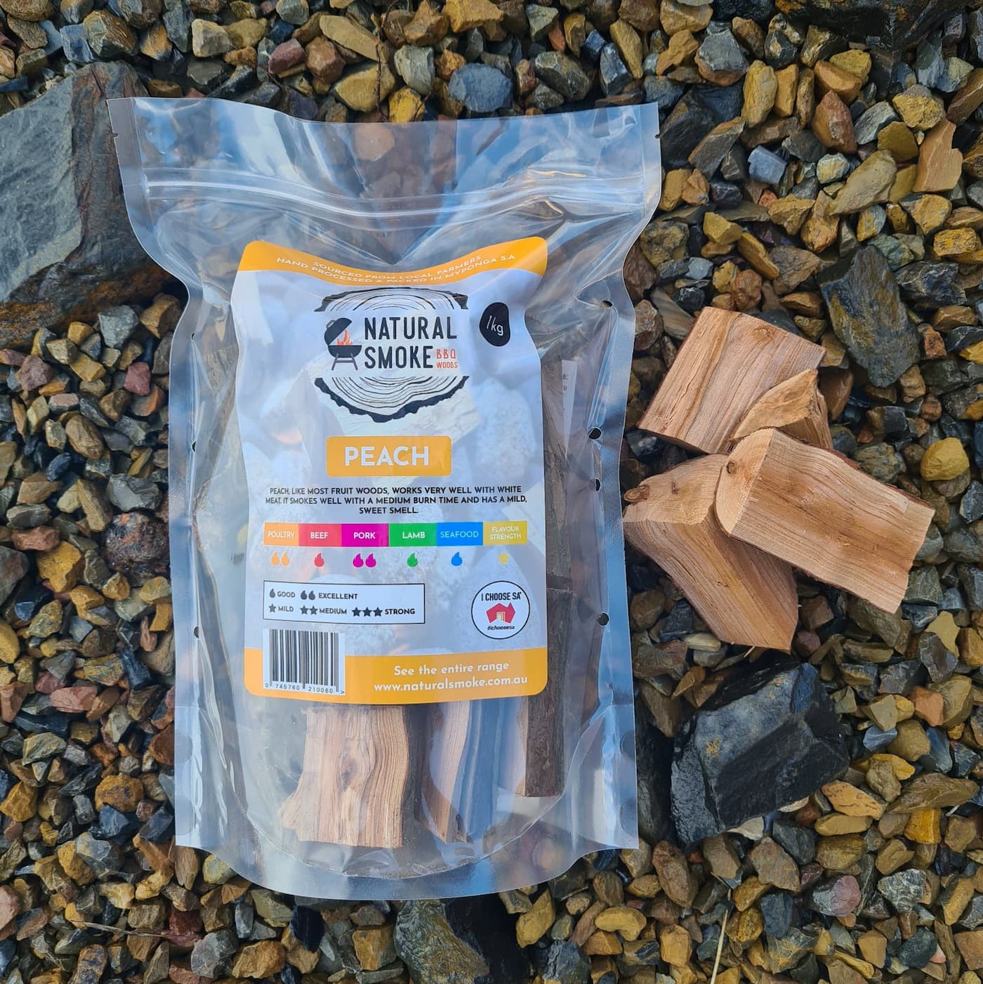 Natural Smoke Peach Wood Chunks 1kg - Stagg and Co